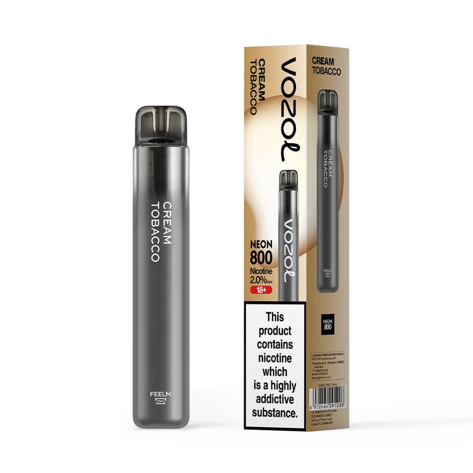 Vozol Neon 800 Vape μιας χρήσης 2ml 2% mg 800 puffs Cream Tabacco - 4026